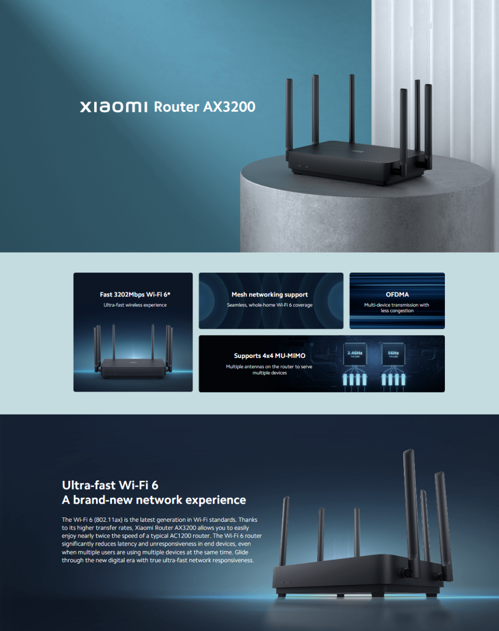 (Global) Xiaomi Mi Router AX3200 WiFi 6 Mesh Network Up to 3202 Mbps ...