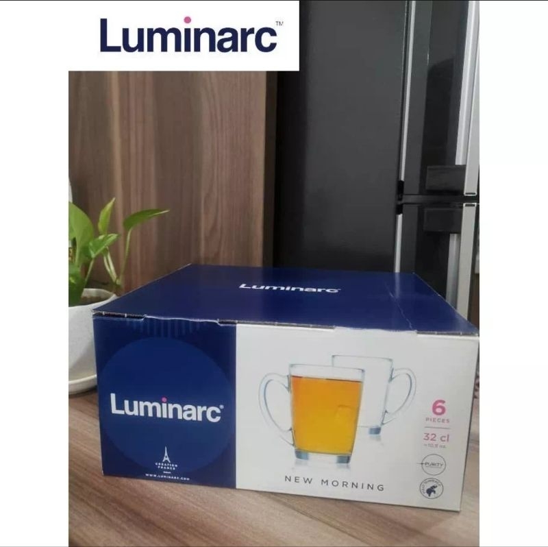 Luminarc Glass Coffee Tea Cup Mug Set 6pcs Tempered New Morning 320ml ...