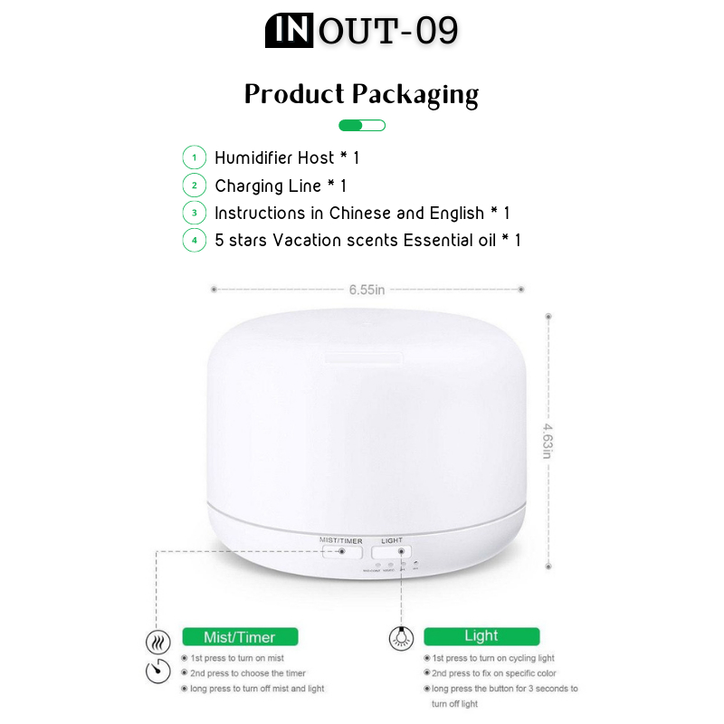 InOut09 Ultrasonic Diffuser Air Humidifier MUJI 300ML Aroma Diffuser ...