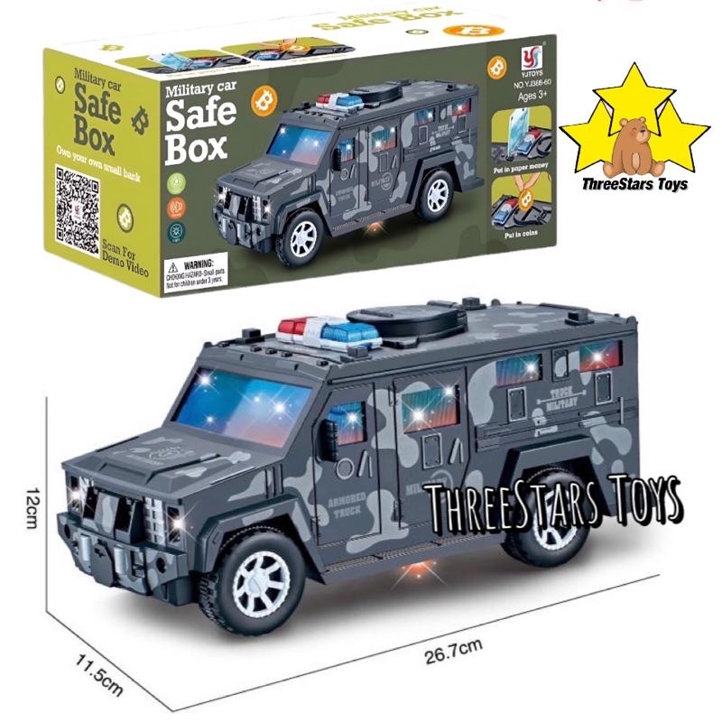 Military Car Safe Box ATM Police Car Toys Tabung ATM Machine Kids Money ...