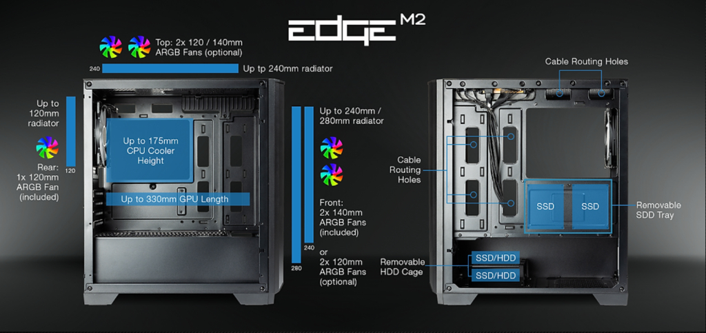 TECWARE Edge M2 OMNI TG ARGB MATX CASE - BLACK | Shopee Malaysia