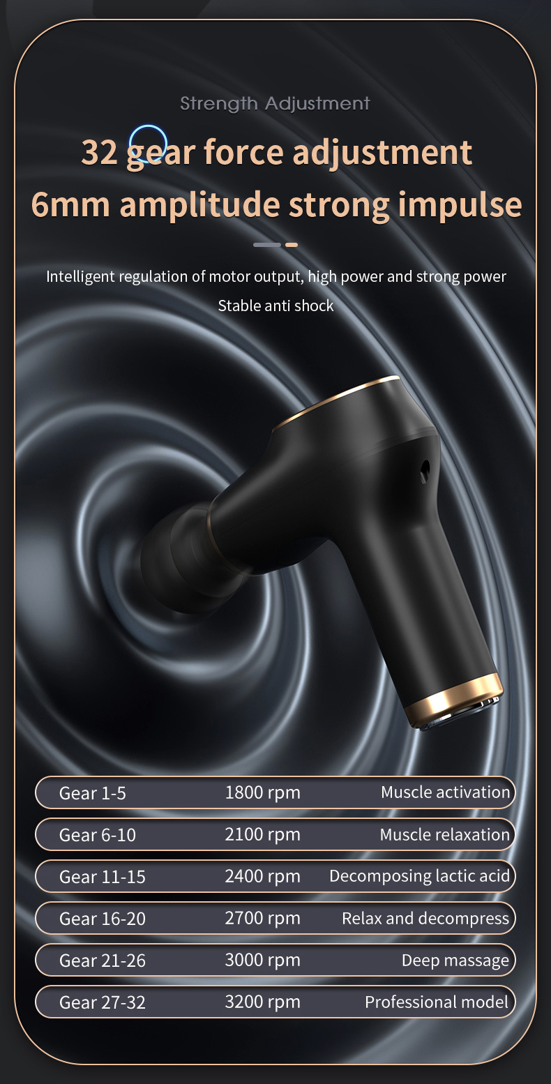 Muscle Fascia Vibration Massage Gun Portable Cordless Rechargeable 32 ...