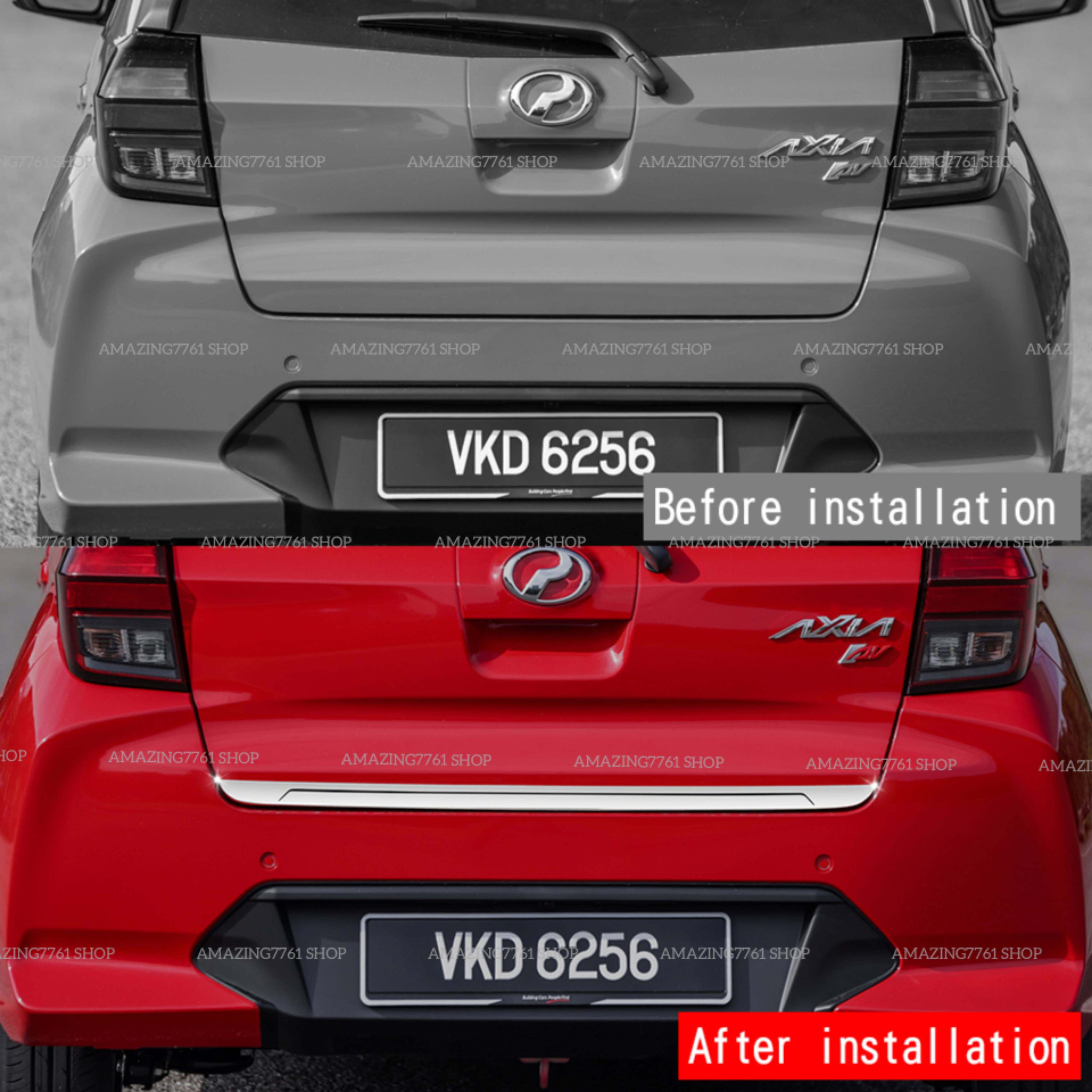 AMAZING PERODUA NEW AXIA 2023-2024 CHROME CAR REAR TAIL GATE LINING ...