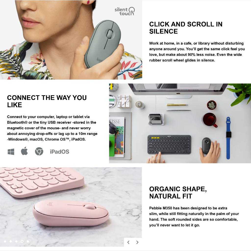 LOGITECH M350 Wireless Mouse with Dual Connectivity, Silent Touch ...