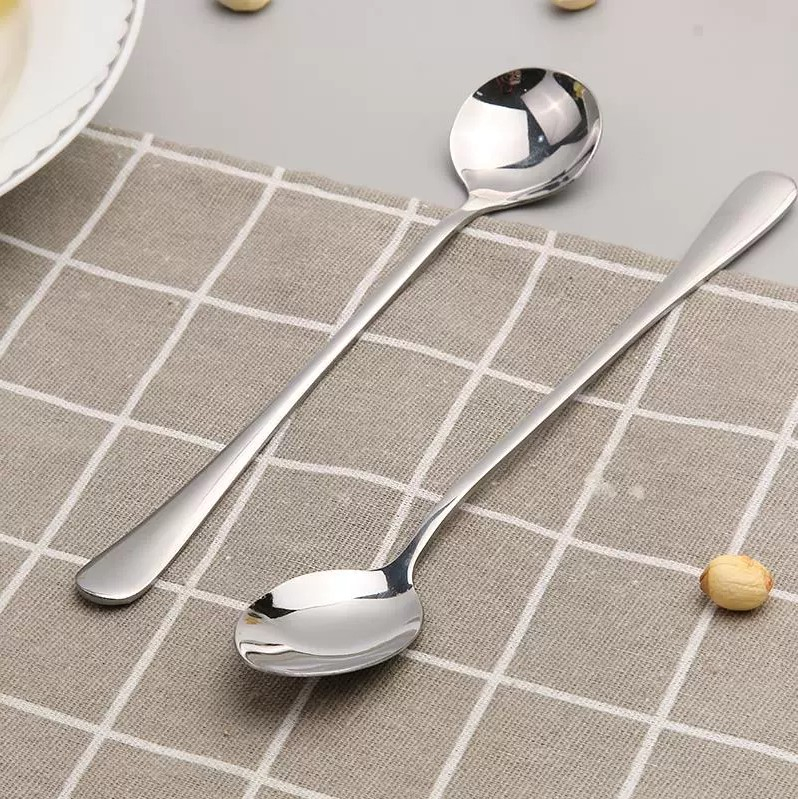 Stainless Steel Long Handle Spoon Coffee Tea Cafe Dessert Spoons ...