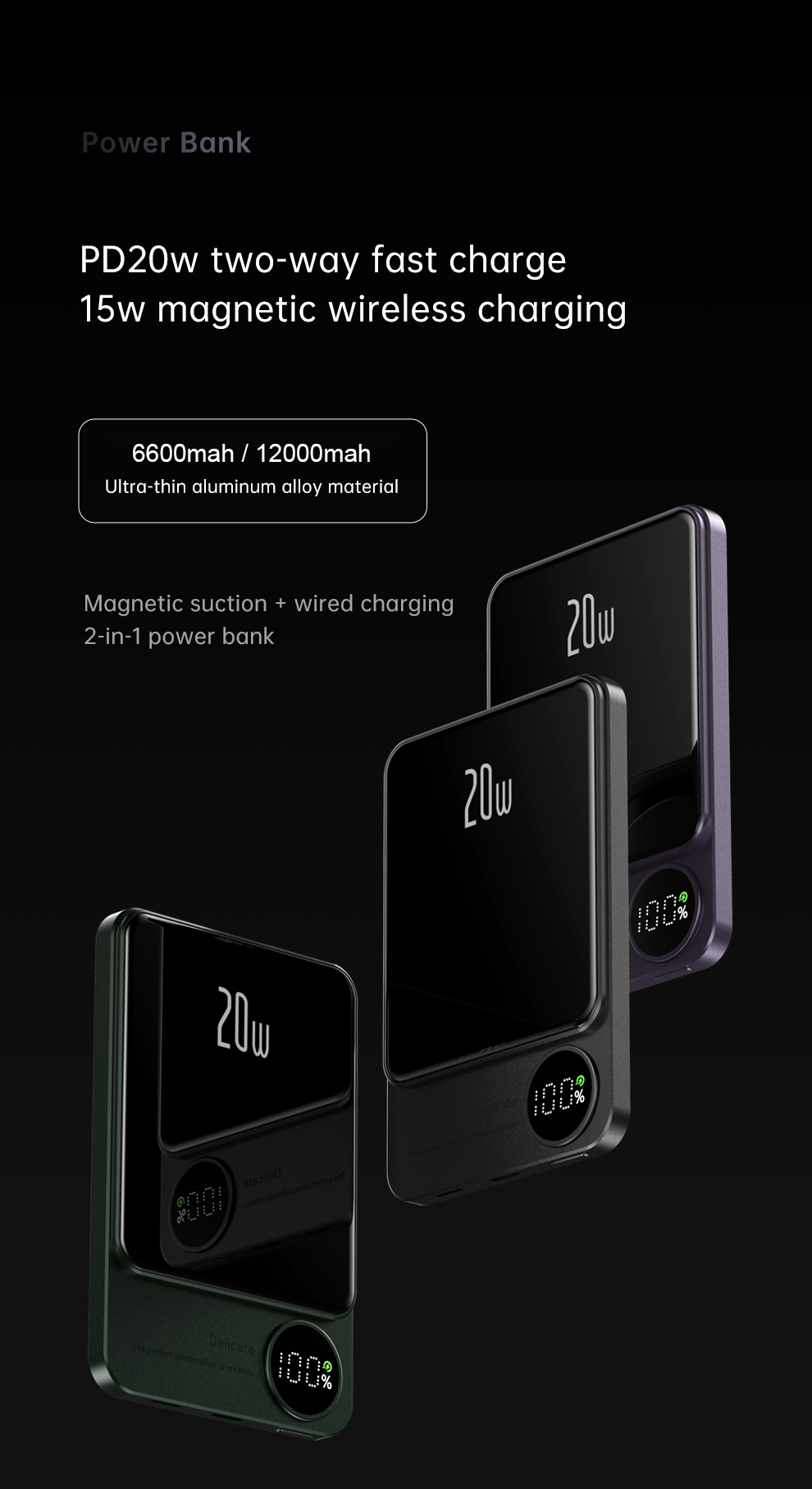 Wireless Powerbank 6600mAh 12000mAh 22.5W Fast Charge For Magsafe ...