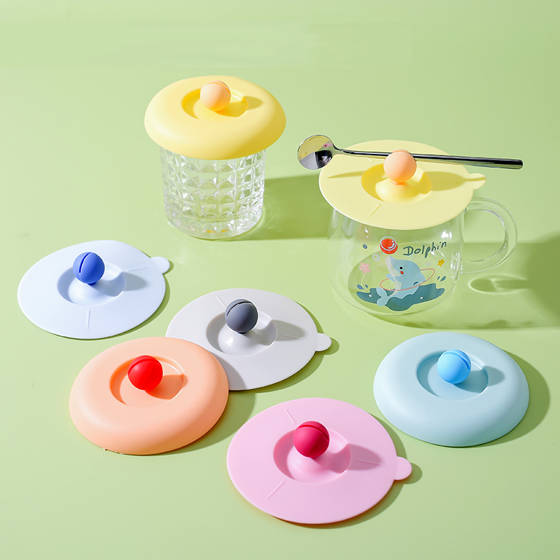 2 in 1 Silicone Colorful Cup Lid Teaspoon Holder Mug Cover Cups Suction ...