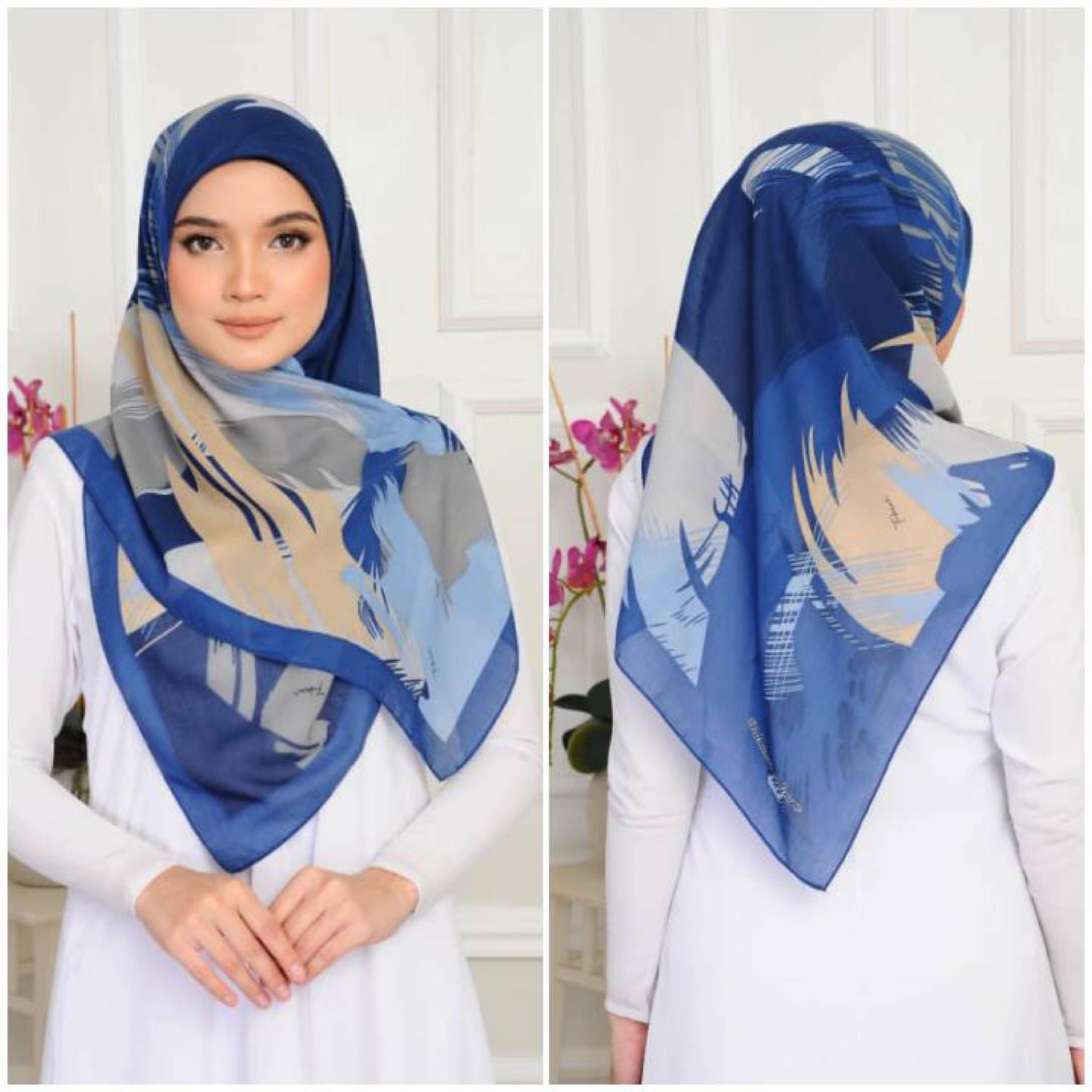 Tudung Bawal Cotton Printed Corak Bidang 45 | Square Hijab Floral ...