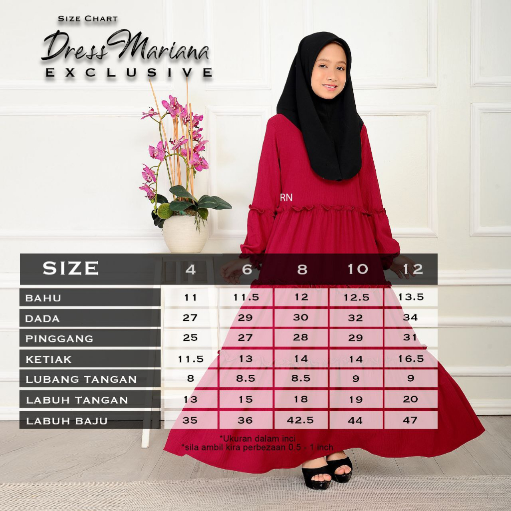 DRESS MARIANA EXCLUSIVE KIDS Dress Kanak2 Perempuan Girls Clothing ...