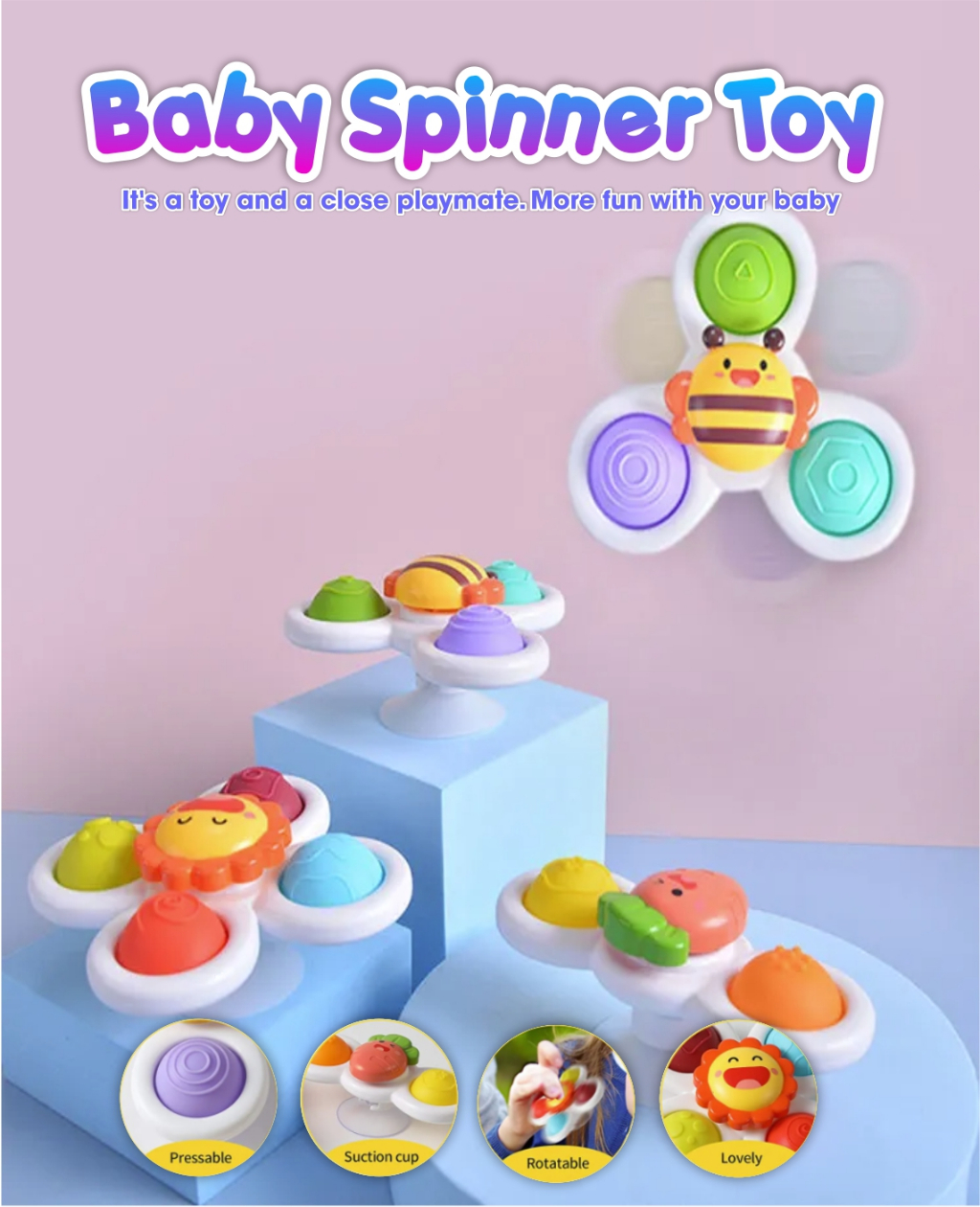 (3pcs Set) Baby Shower Toy Spinner Bath Toys Baby Shower Spinning Bath ...