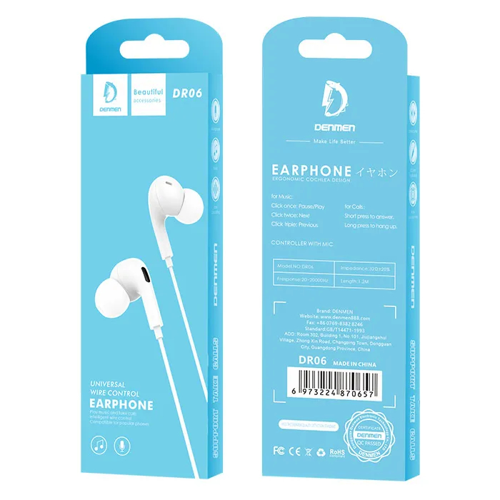 Denmen DR02 / DR06 Audio plug 3.5mm Original In Ear Headphones Earphone | Shopee Malaysia