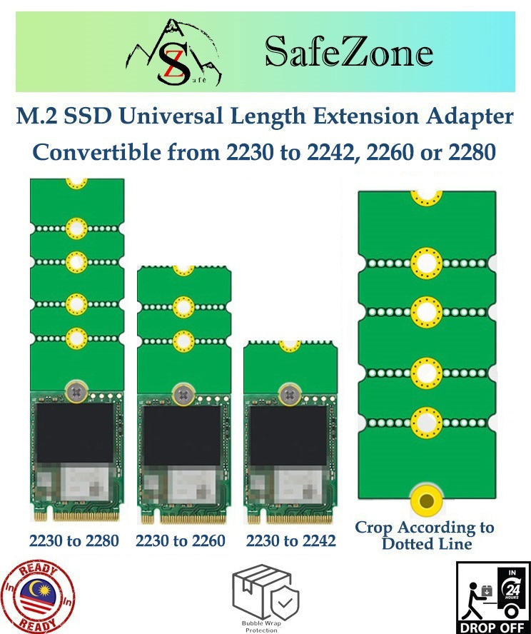 Universal M.2 SSD Length Extension Adapter Supports NGFF NVME SATA M.2 ...