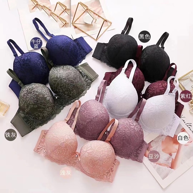 Plus Size D Cup Size 38-48 Lace Wired Push Up Bra 大码钢圈内衣D罩杯 Thin Cup ...