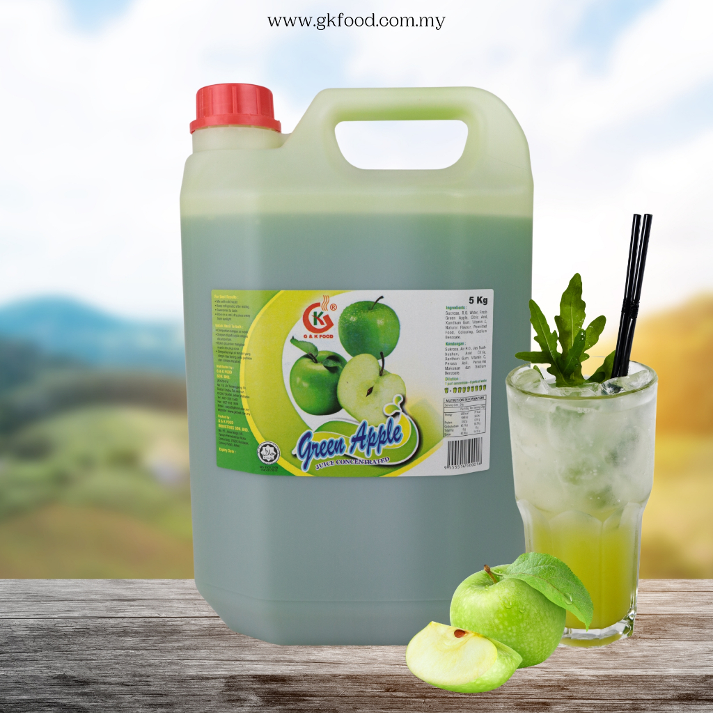 G&K 1:8 Concentrate Green Apple Juice 5kg(4L) | Jus Epal Hijau Pekat ...