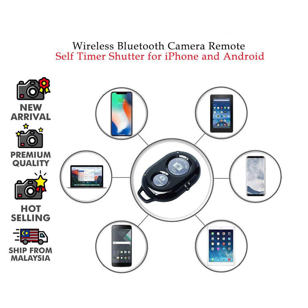 10M Bluetooth Shutter Selfie Remote Control Wireless Phone Controller ...