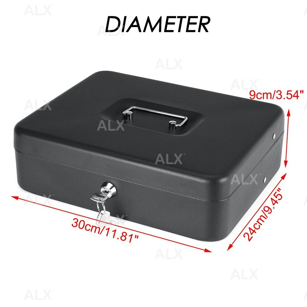 ALX Large Cash Compartment Tray Cash Storage Box Security Cash Box ...