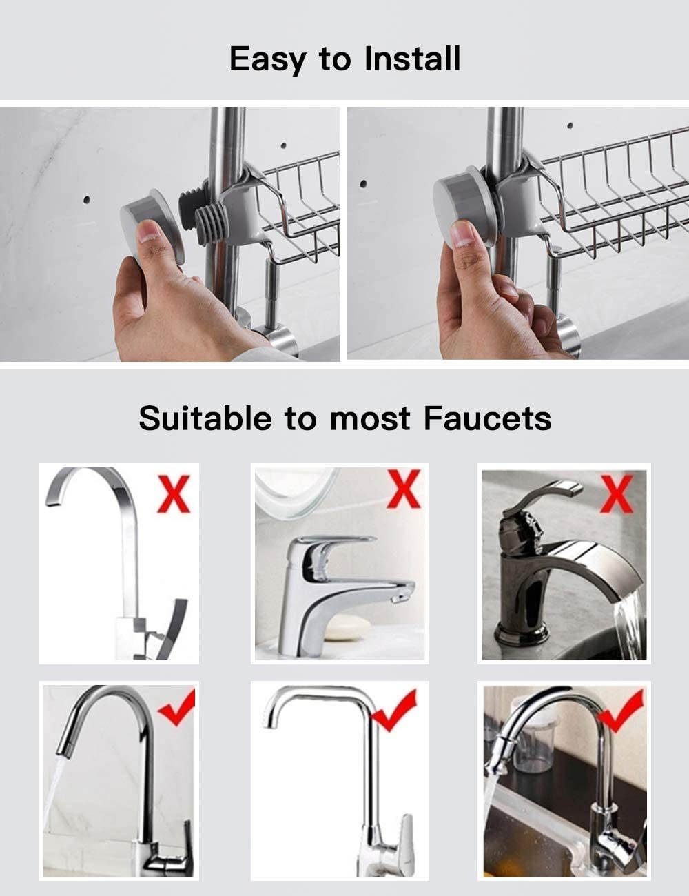 Stainless Steel Faucet Drain Rack Sink Organizer Sponge Towel Soap ...
