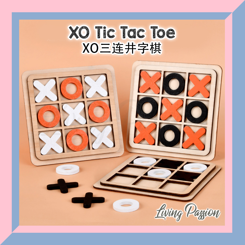 Wooden Tic Tac Toe XO Board Game Toys Block Puzzle Chess Parent Child ...