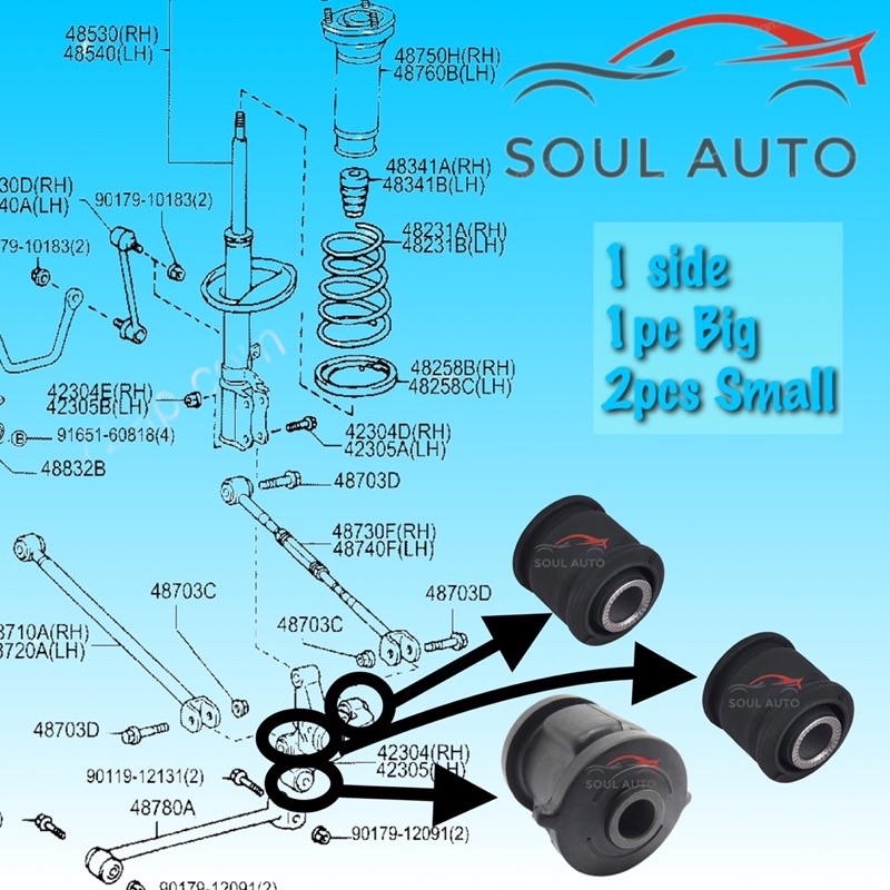 Toyota Camry ACV30 ACV40 Harrier ACU30 MCU30 2wd Rear Knuckle Arm Bush ...