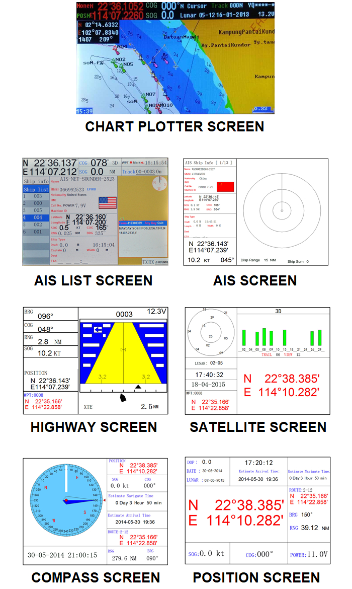 SUNHANG SH-1098AF Class B AIS Marine GPS Chartplotter and Fishfinder ...