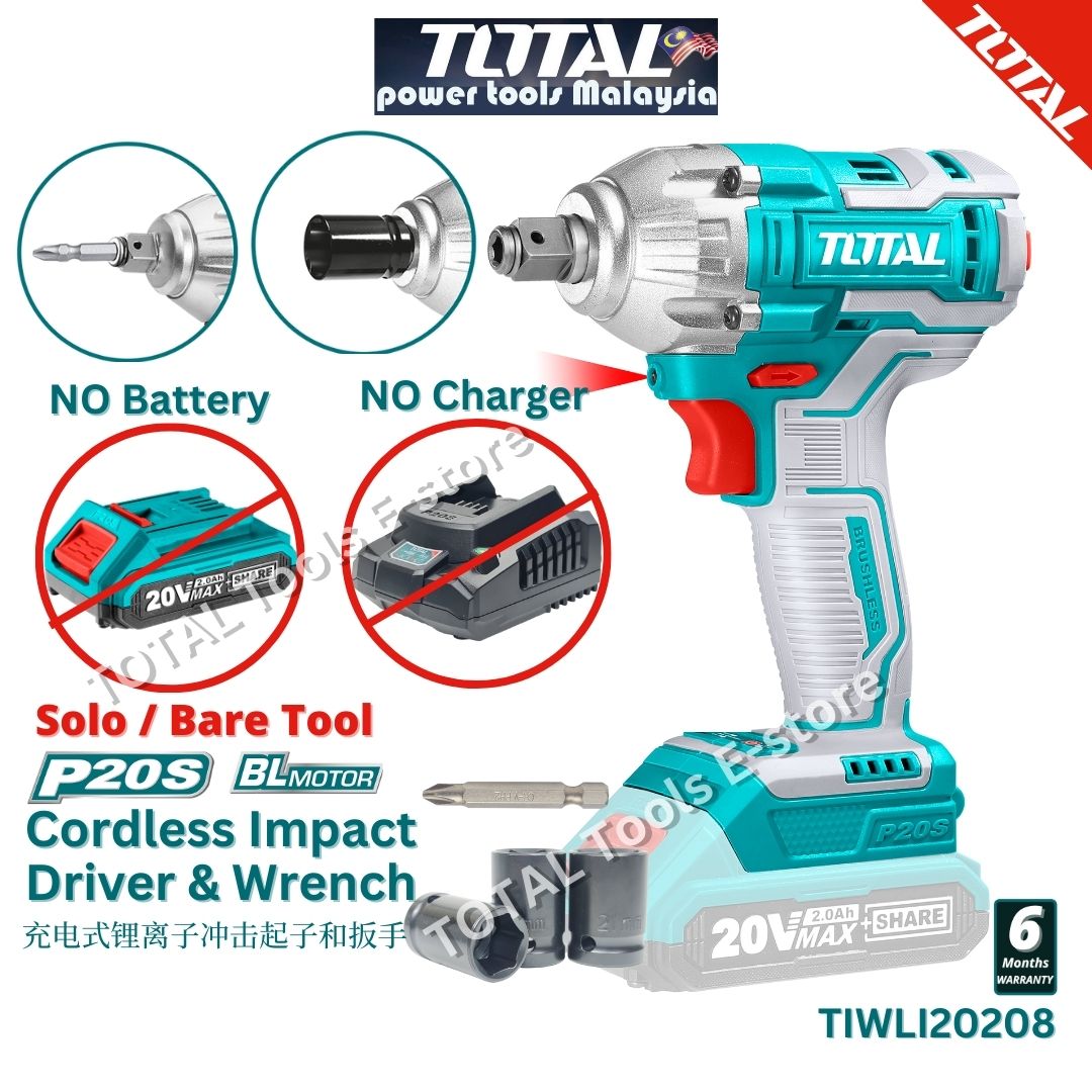 TOTAL 20v Series Li-ion cordless 2 in 1 impact driver & Wrench (BL ...