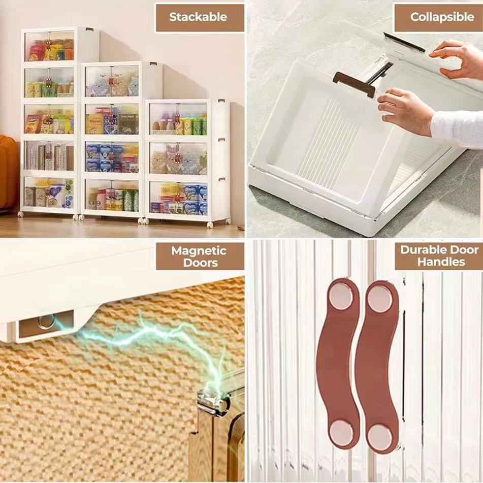 MURAH Folding Stackable Organizer storage box Rak DIY twin door Kotak ...