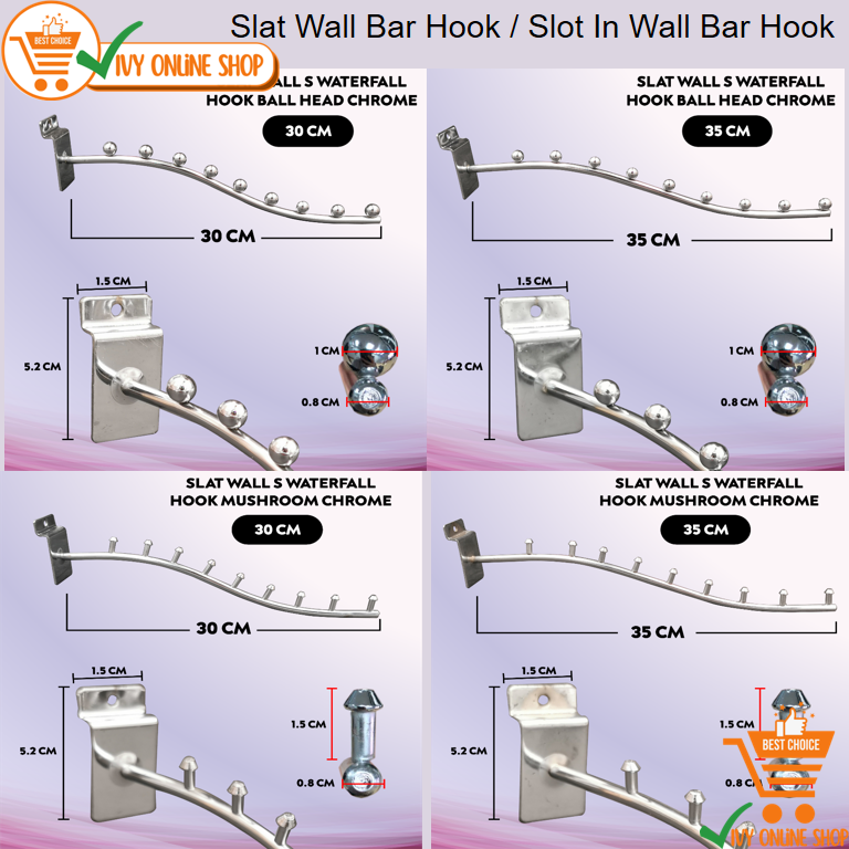 Slat Wall Bar Hook / Slot In Wall Bar Hook | Shopee Malaysia