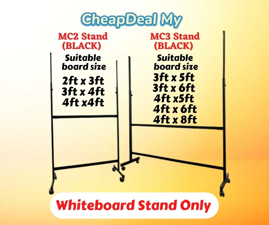 KAKI BERODA SAHAJA papan putih /ALL SIZE Whiteboard STAND ONLY (Black ...