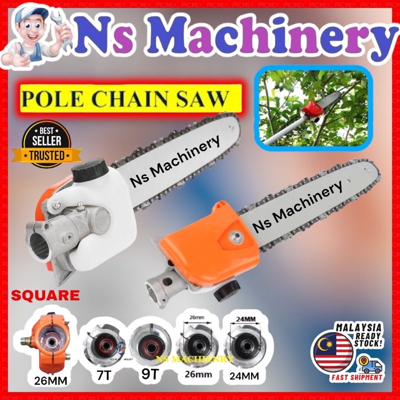 BRUSH CUTTER POLE CHAIN SAW HEAD 4T 7T 9T(26MMbX 12")CHAIN SAW ...
