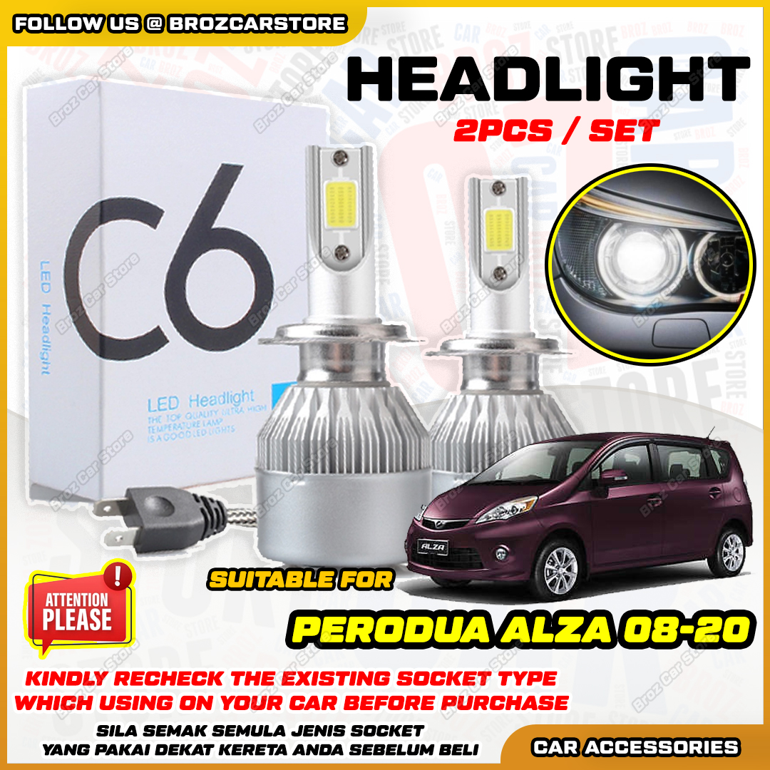 💡 Perodua Alza 2008-2020 ( Head Lamp ) C6 LED Light Car Headlight Auto ...