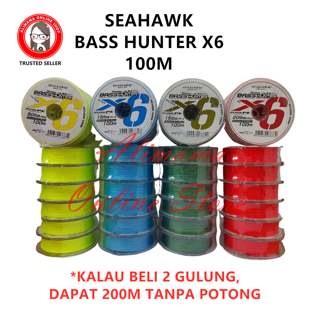 SEAHAWK BASS HUNTER X6 BRAIDED LINE 100M FISHING LINE | Shopee Malaysia