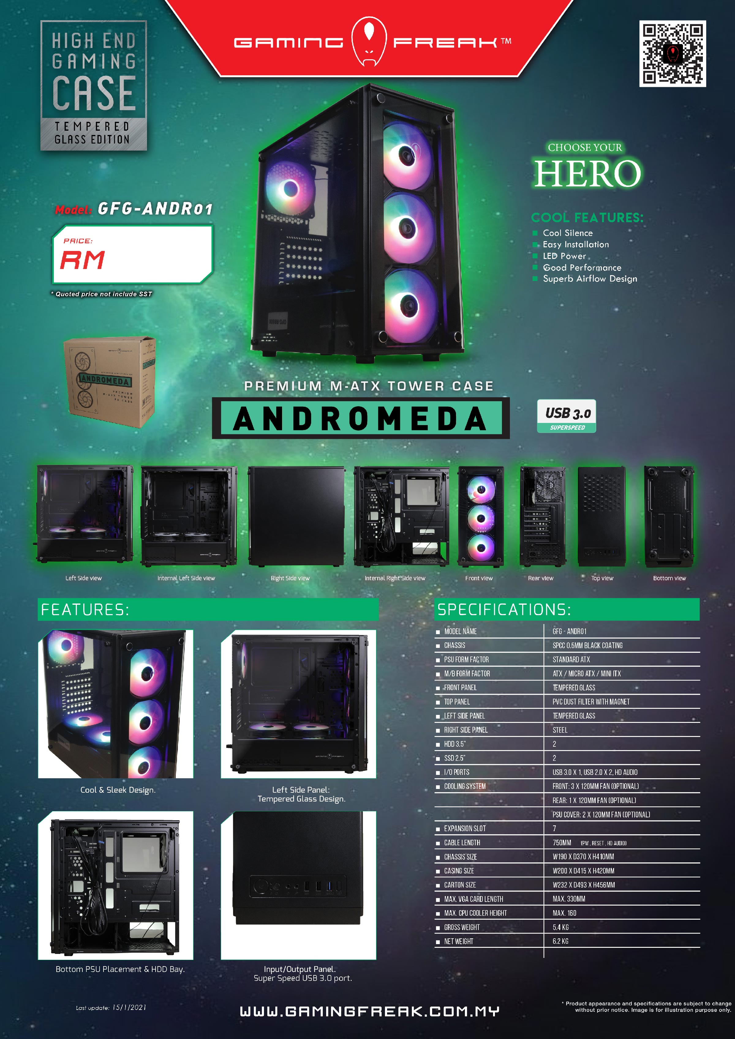 Gaming Freak Andromeda Series ATX Tower Casing - Andromeda/Andromeda X ...