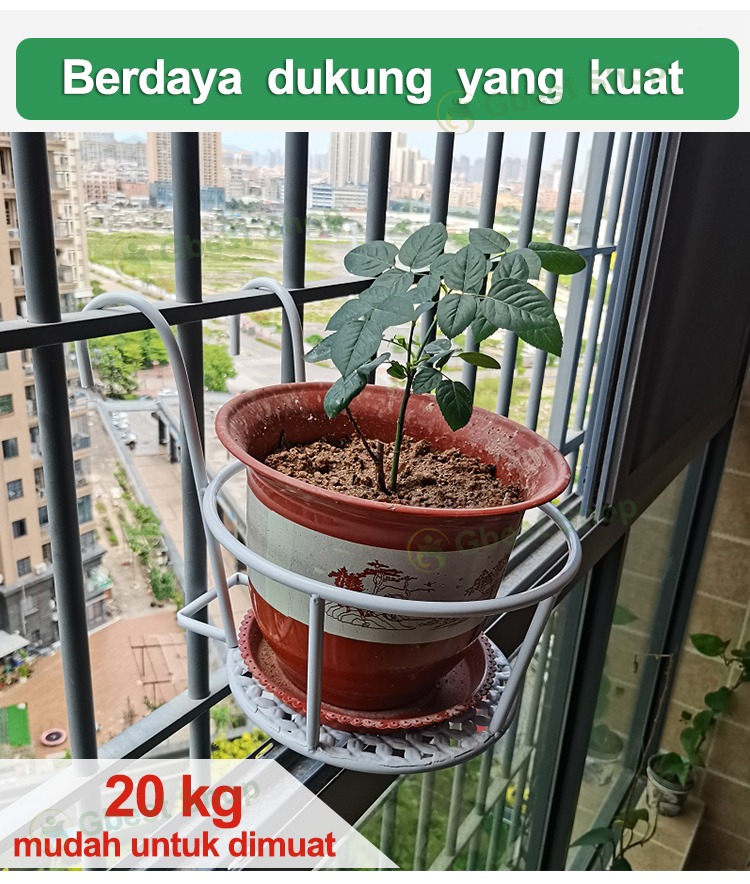 Outdoor Balcony Iron Flower Pot Holder Wall Rack Hanging Planter Stand ...