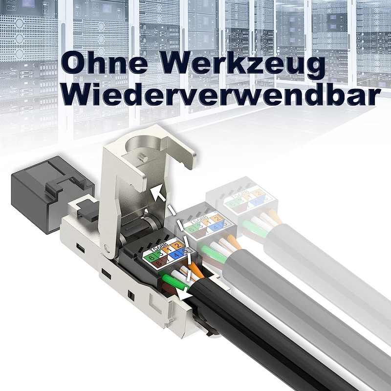 RJ45 Cat6A/Cat7/Cat8 Connector Tool-Free Toolless RJ45 Termination Plug ...