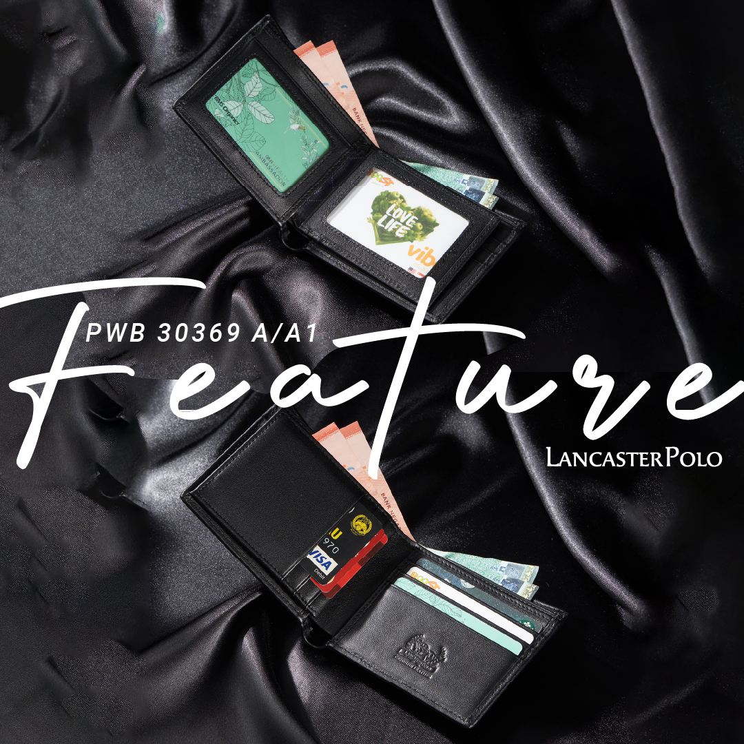 Lancaster Polo Men’s Top Grain Leather Black Double ID Window Bi-Fold ...