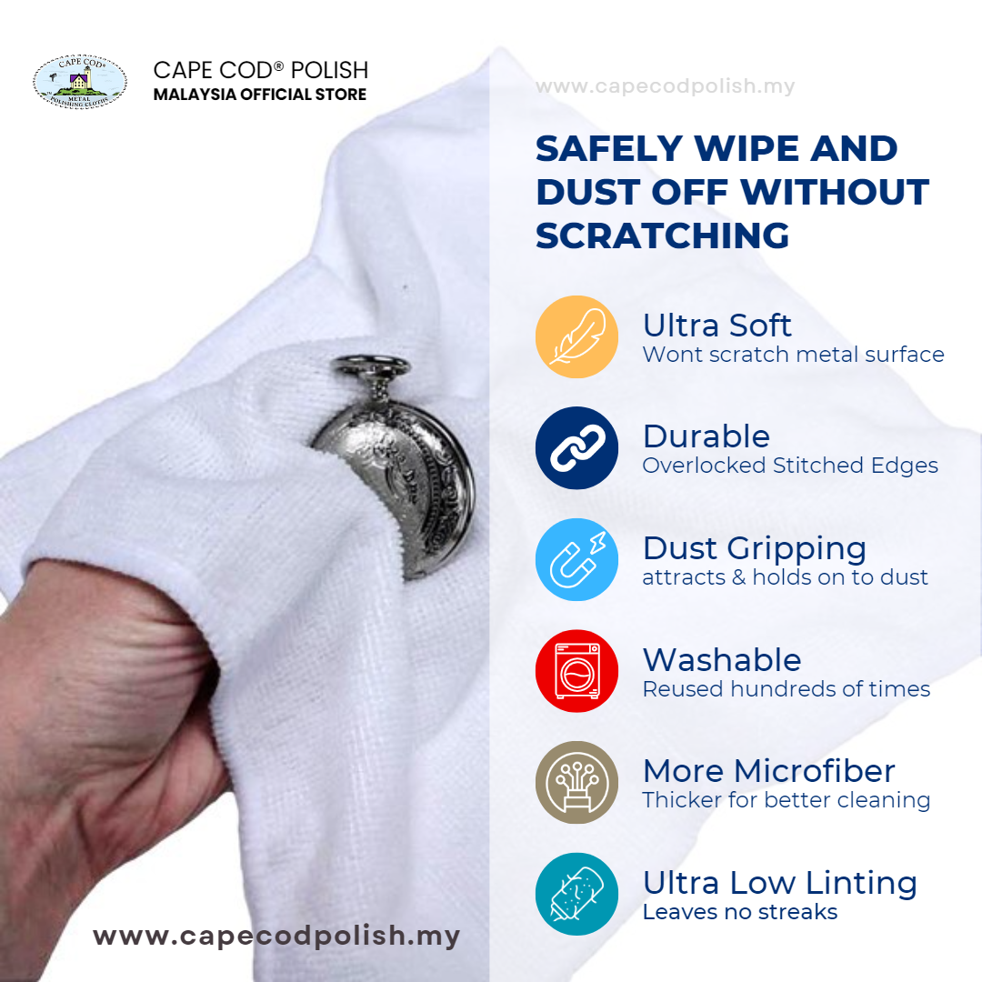 🇺🇸 Cape Cod Polish USA - Buffing & Dusting Microfiber Cloth | Emas Gold ...