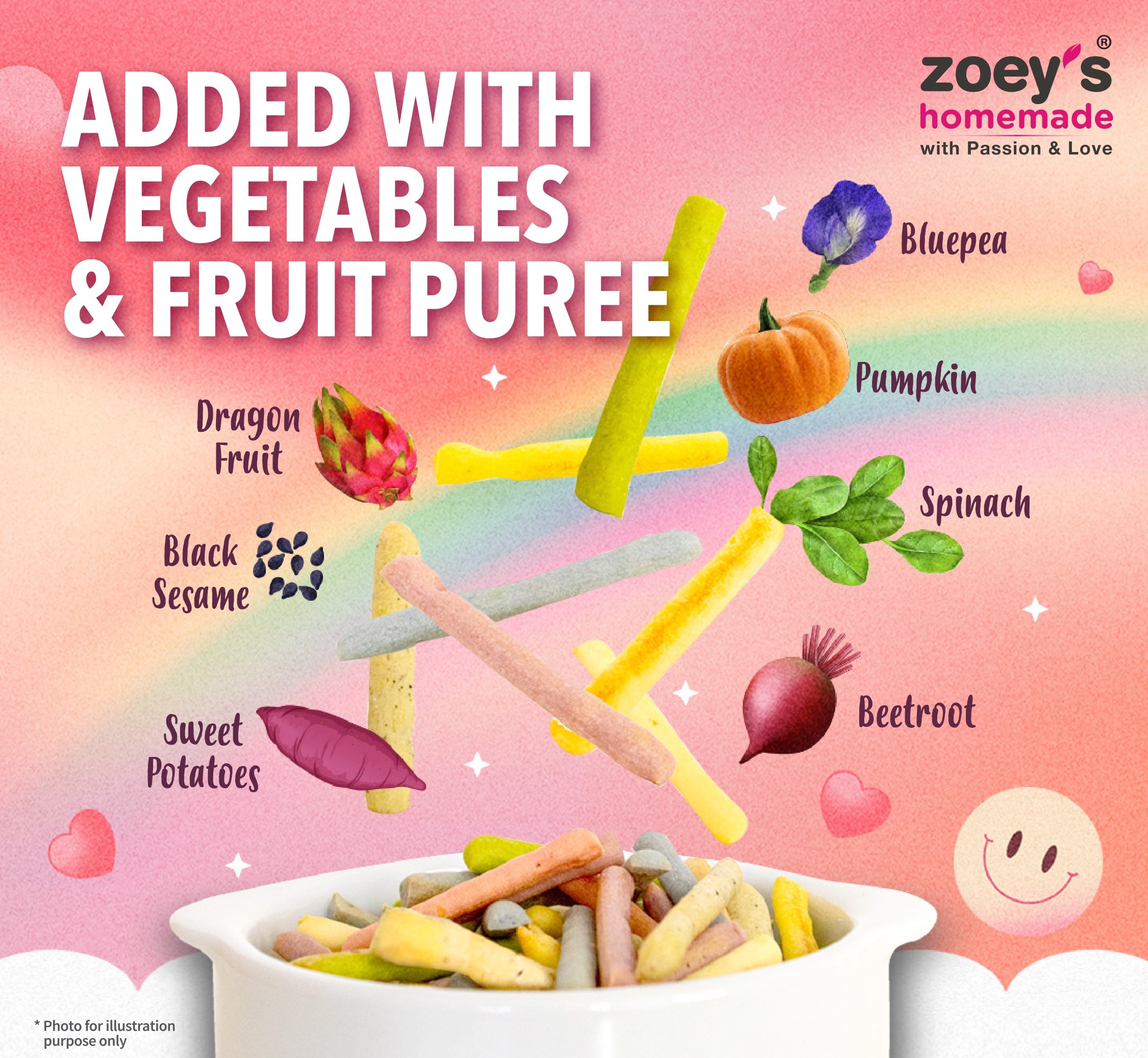Zoey's Homemade Baby Rainbow Cheese Sticks 宝宝果蔬芝士棒 - 12M+ | Shopee Malaysia