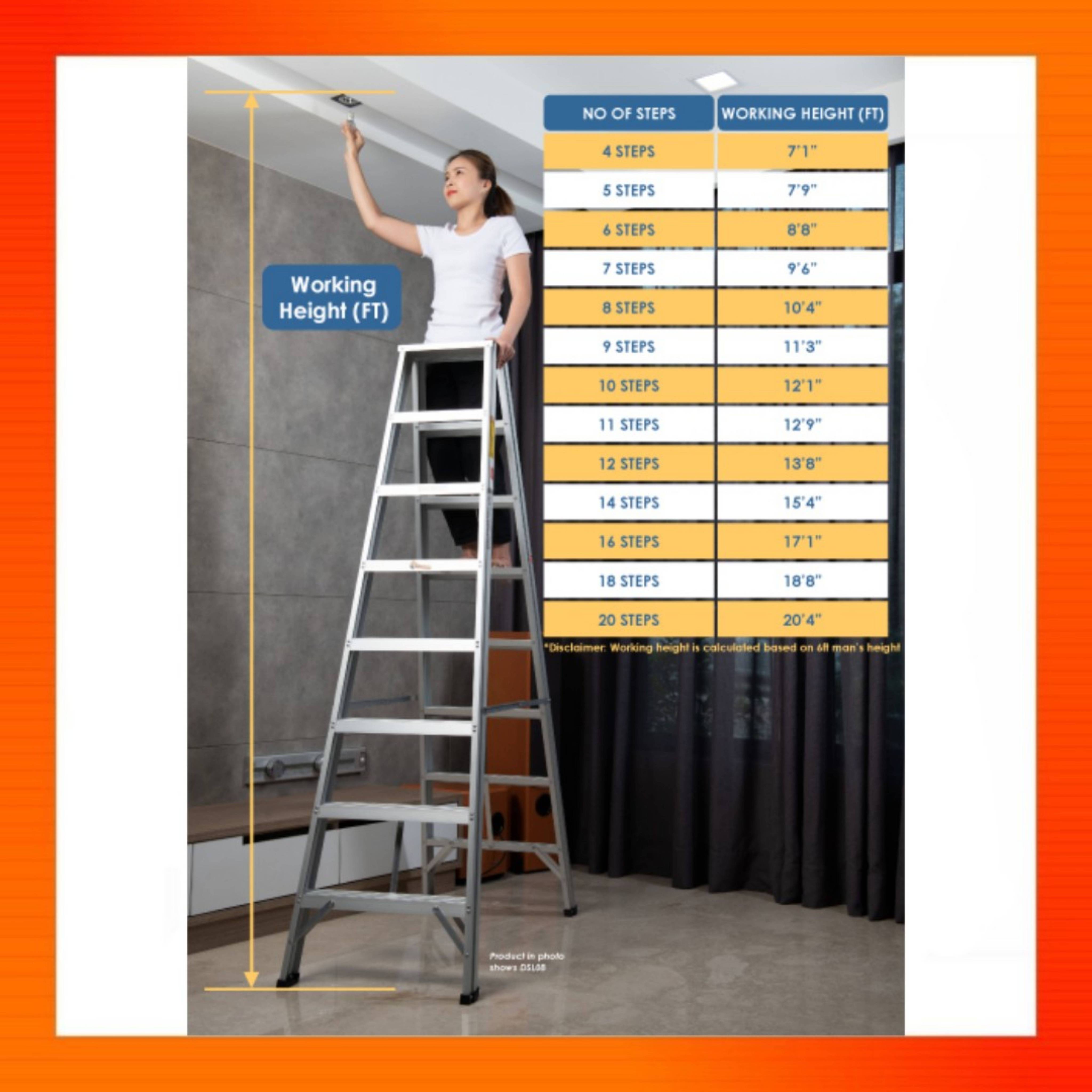 [HEAVY DUTY] STRONGMAN ALUMINIUM 4 - 8 STEPS DOUBLE/SINGLE SIDED LADDER ...