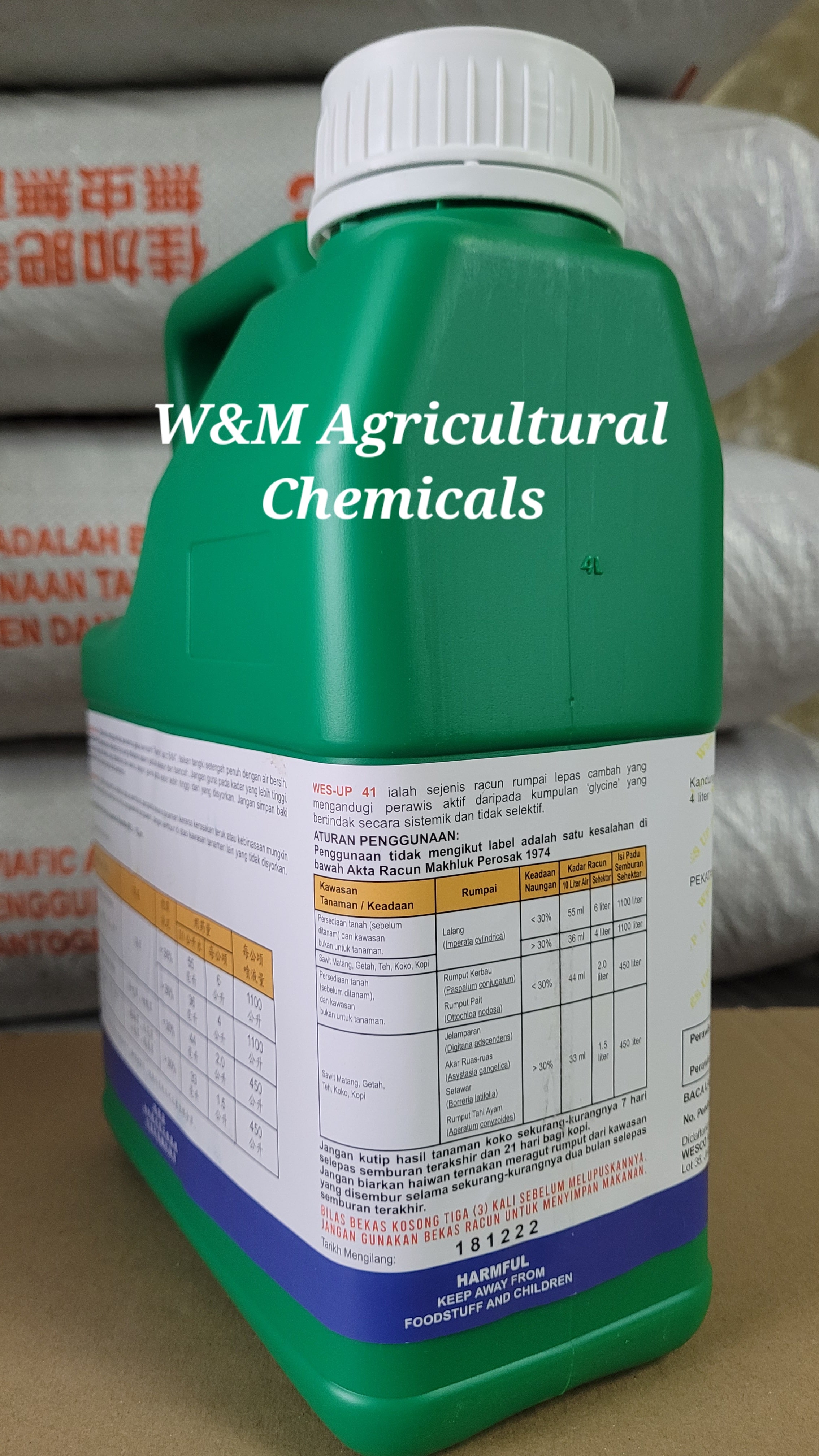 WES UP 4L 41% GLYPHOSATE Weed Killer Racun Rumput Rumpai Herbicide杀草剂 ...