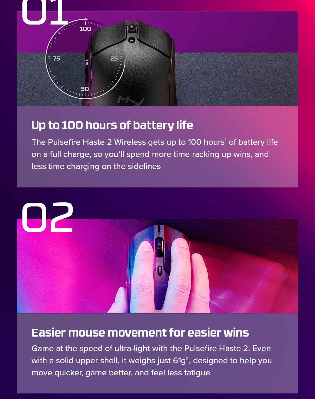 HYPERX PULSEFIRE HASTE 2 LIGHTWEIGHT RGB WIRELESS GAMING MOUSE ...