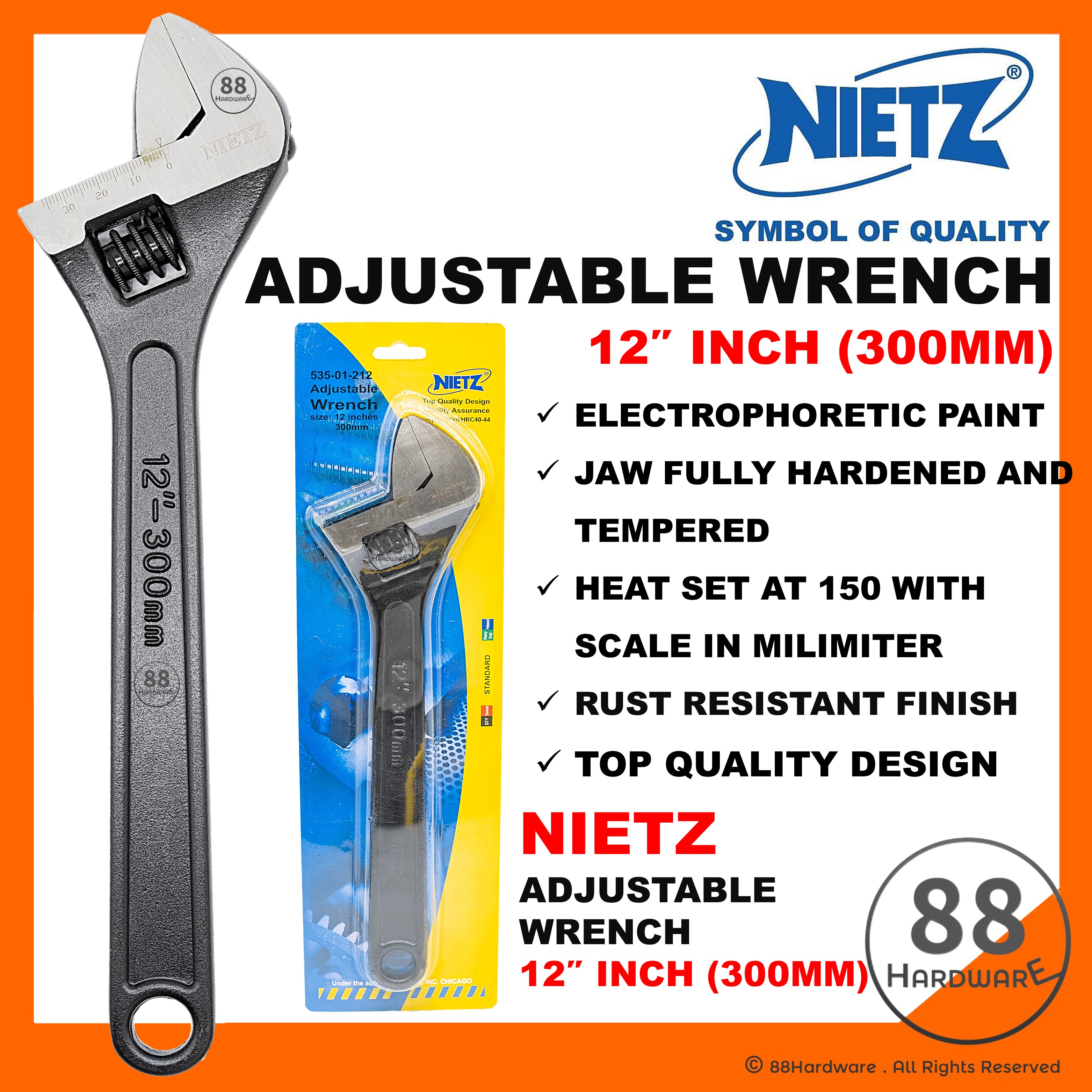 NIETZ Heavy Duty Black Adjustable Spanner / Black Adjustable Wrench ...