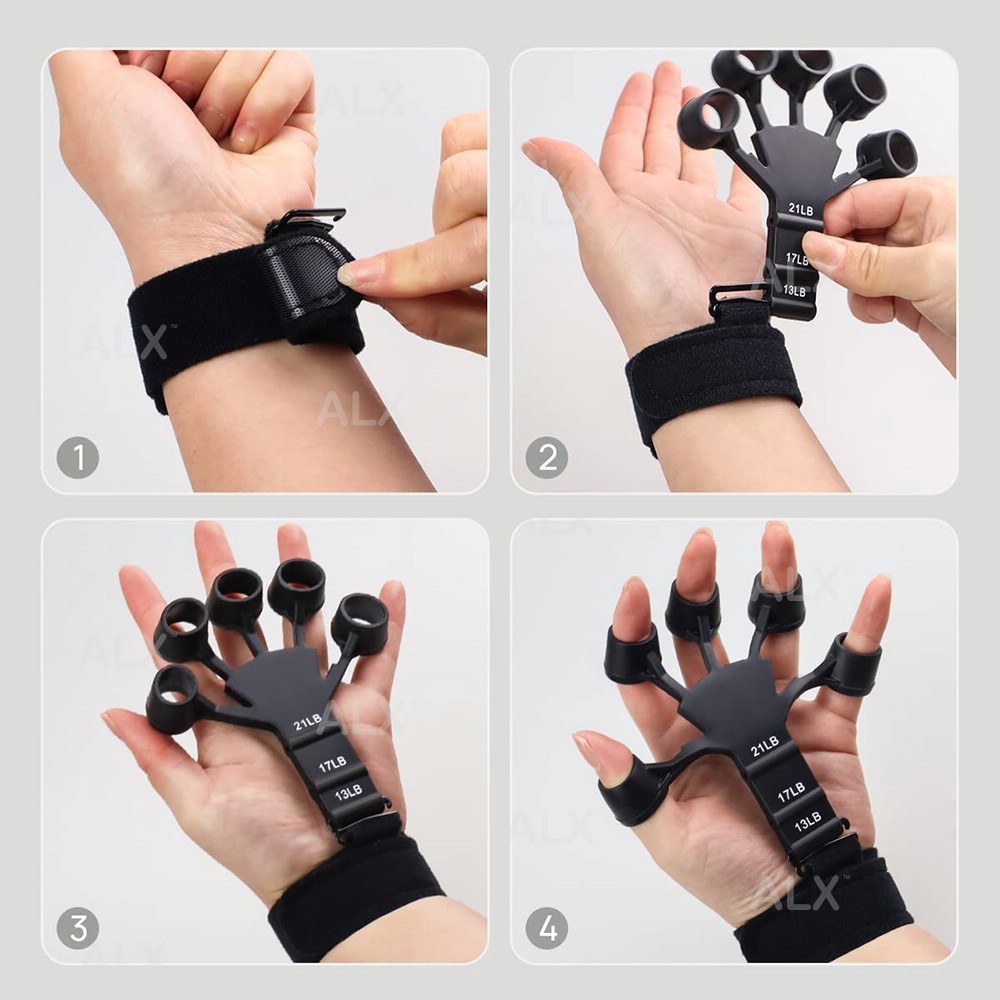 ALX 6 Resistant Level Finger Grip Extension Guitar Finger Trainer ...