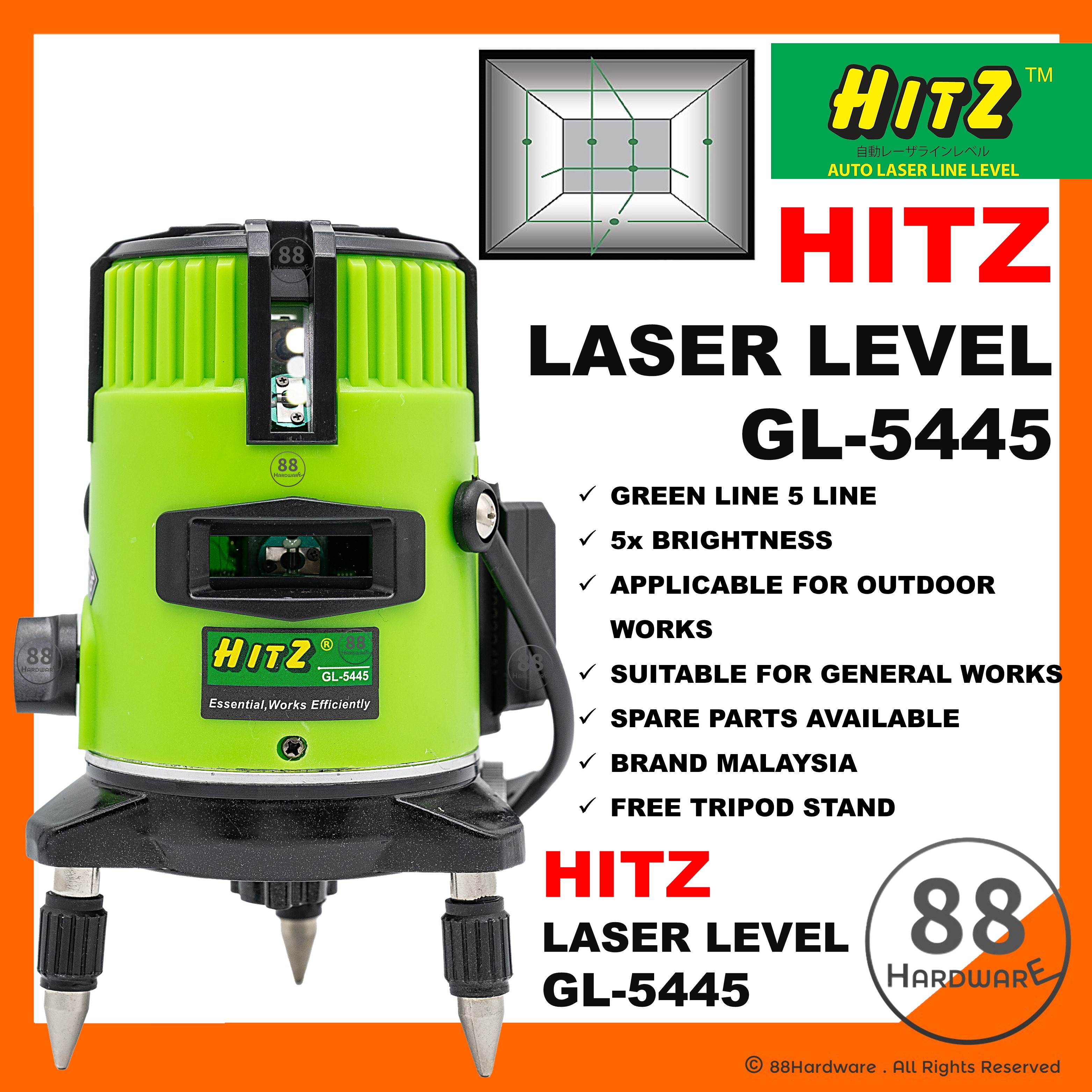 HITZ GL5445 Water level laser machine / 5 Lines Laser / laser level ...