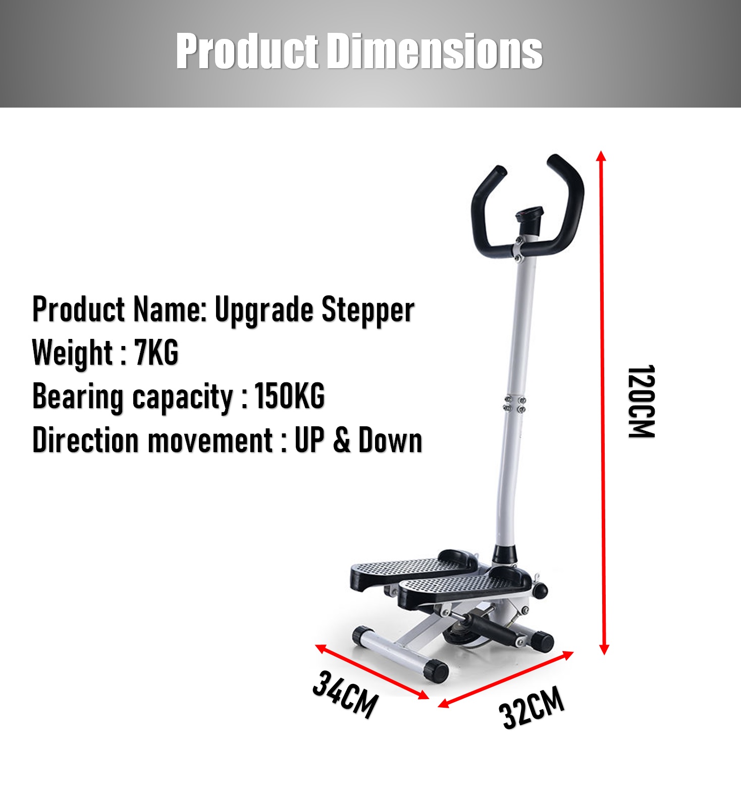 Upgrade Stepper Workout Machine With Handlebar and Multi-Function LCD ...