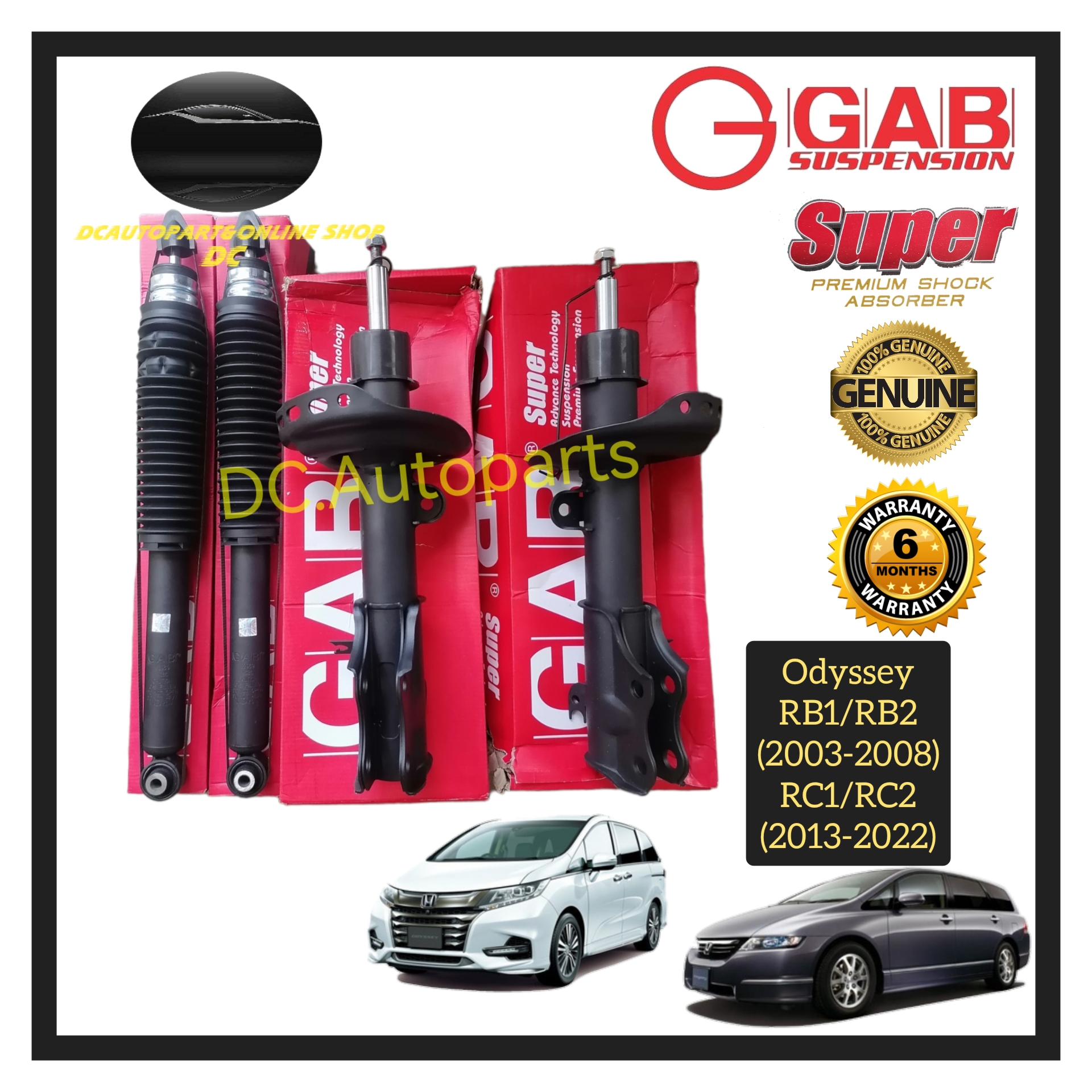 ORIGINAL SUPER GAB ABSORBER HONDA ODYSSEY T6A RC1 RC2 (2013-2022)RB1 RB2 RB4 (2003-2008) FRONT ...