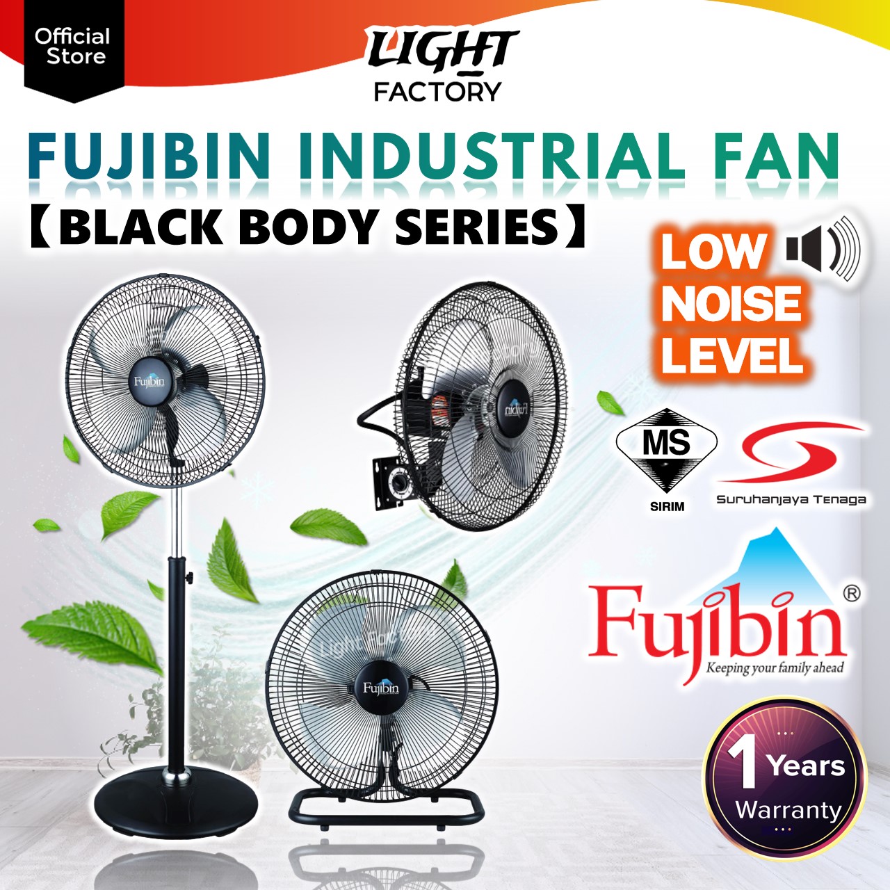 【SIRIM】FUJIBIN Heavy Duty Industrial Fan/ Wall Fan/ Floor Fan/ Stand ...