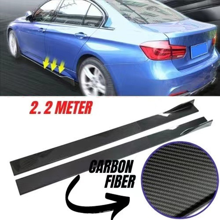 Universal Car Side Skirt BLACK Extensions Rocker Panel Splitters Lip ...