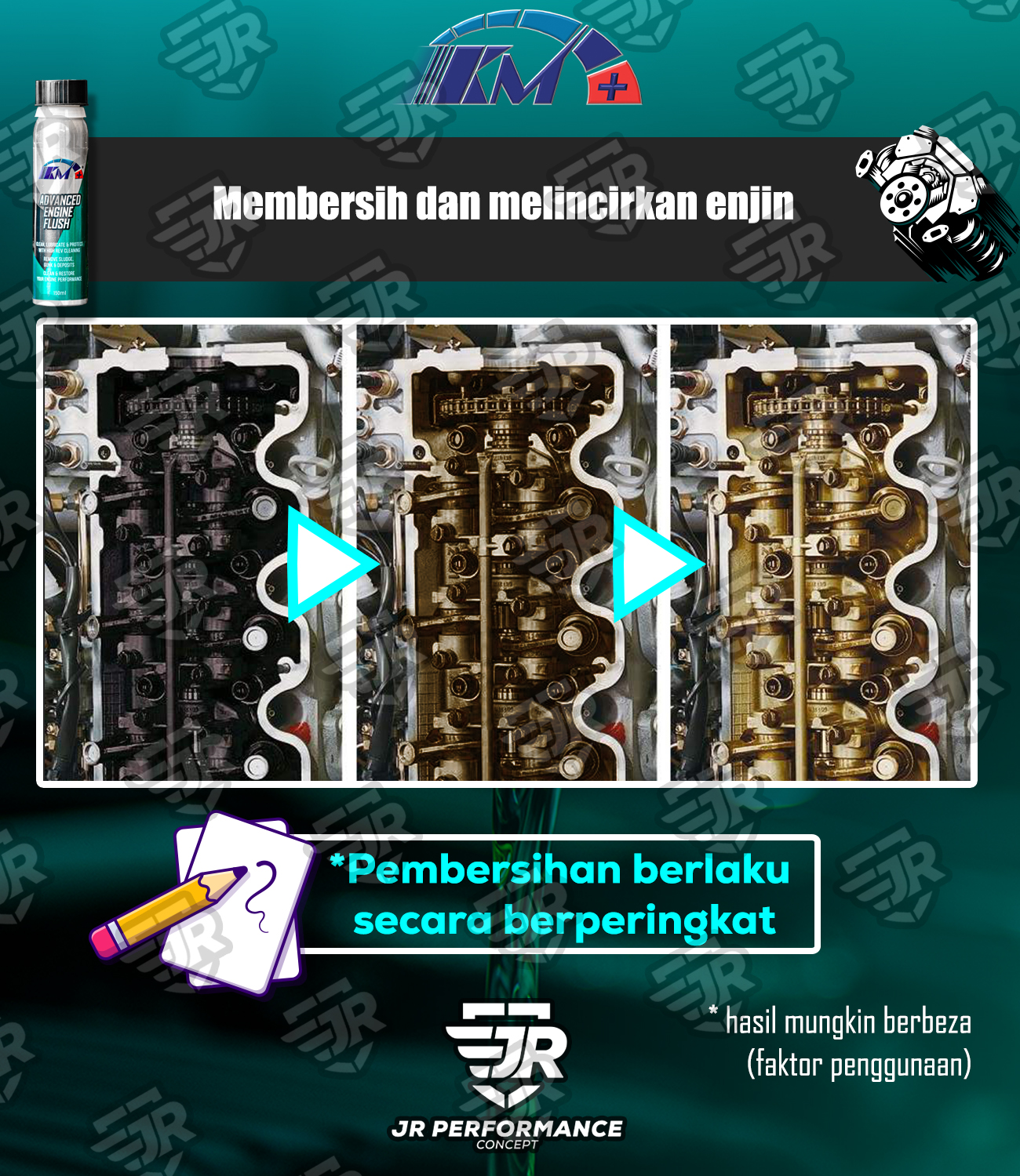 Km+ Advanced Universal Engine Flush Engine Cleaner Engine Treatment Pencuci Cuci Pembersih Enjin ...