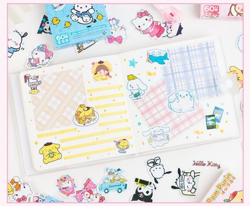 120pcs Sanrio Stickers Gift Box Pelekat Comel Kuromi Cinnamoroll ...