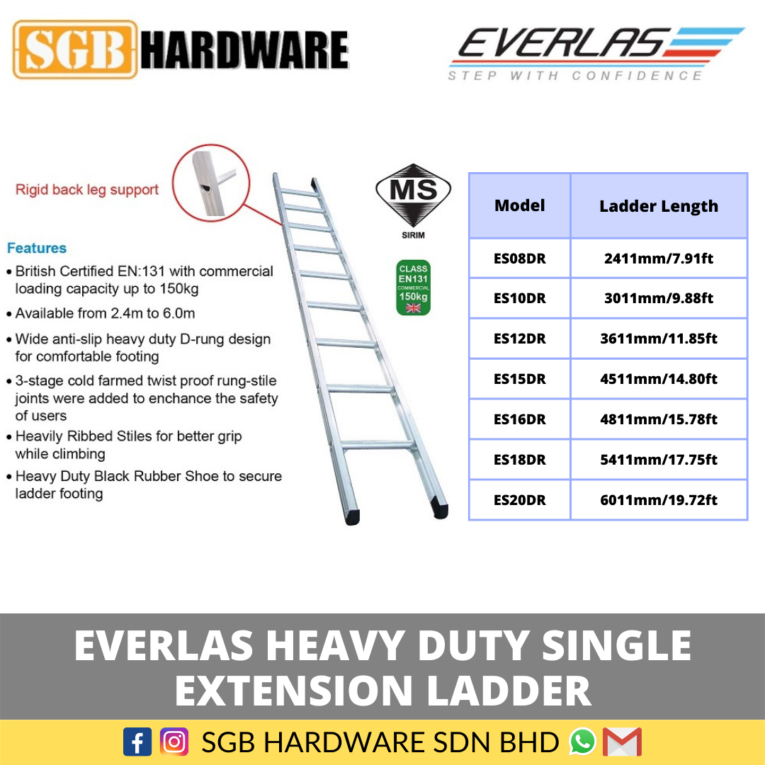 Everlas Single / Double / Triple Extension Ladder /Everlas Tangga ...